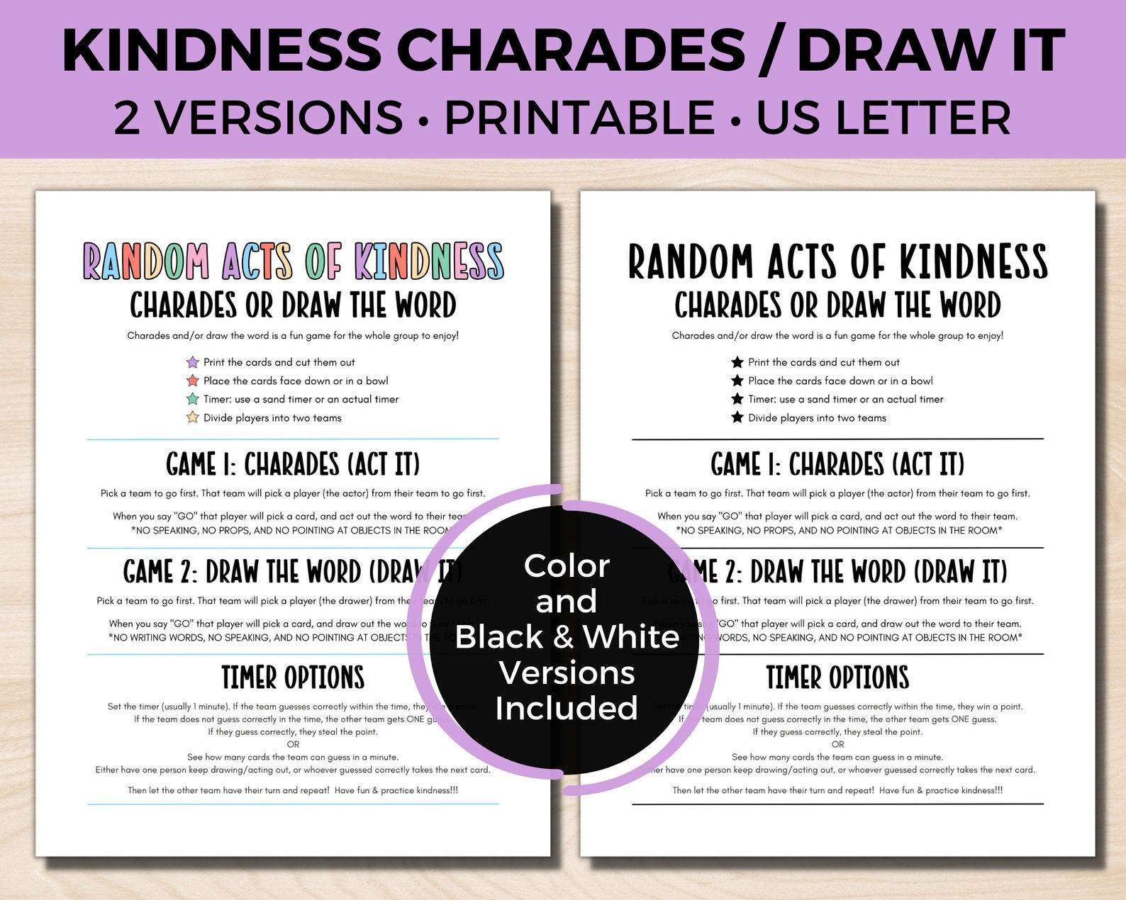 Random Acts of Kindness Charades or Draw It Game, Random Acts of ...