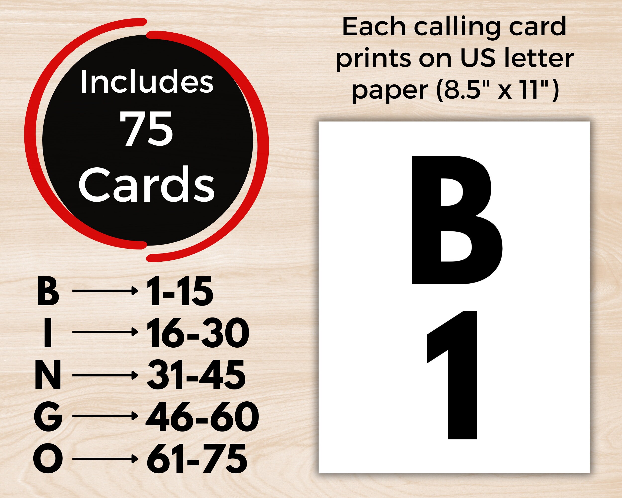 Large Print Bingo Calling Cards, Bingo Calling Cards for Seniors, Jumbo ...