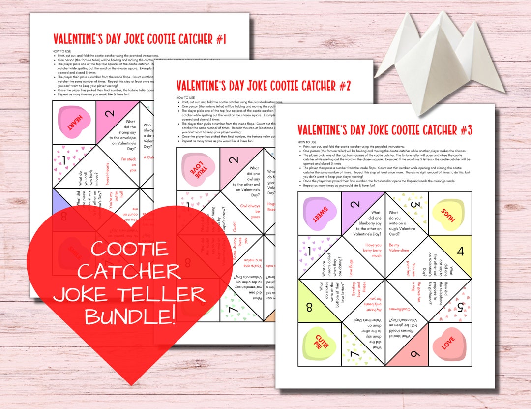 Valentines Day Cootie Catcher Bundle Valentines Joke Teller - Etsy