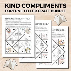 Kind Compliments Fortune Teller Bundle, Cootie Catchers, World Kindness ...