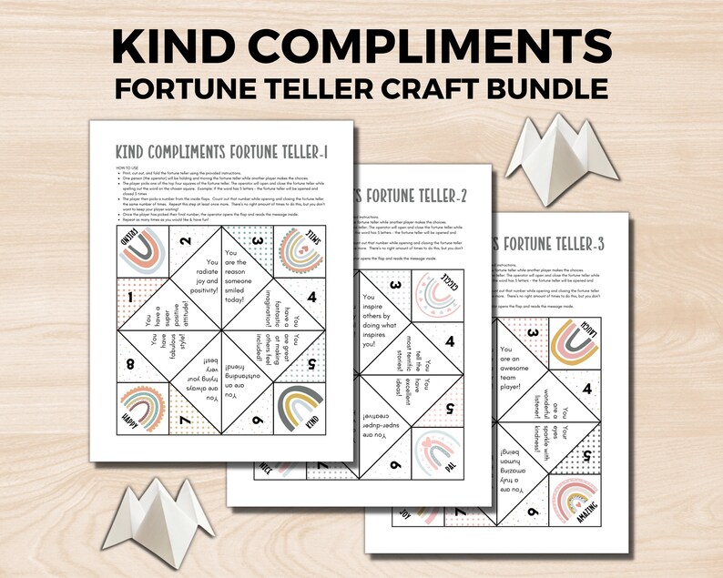 Kind Compliments Fortune Teller Bundle, Cootie Catchers, World Kindness ...