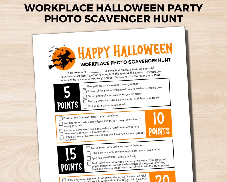 Halloween Workplace Photo Scavenger Hunt, Halloween Team Building ...