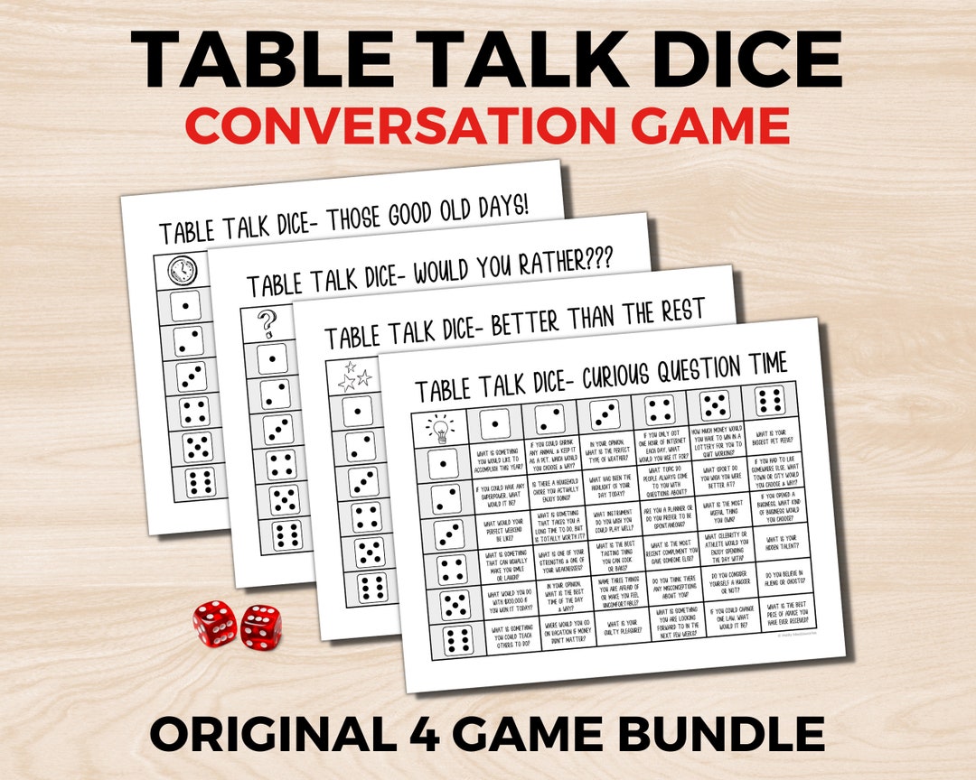 Table Talk Dice, Conversation Starter Game, Simple Icebreaker Game ...