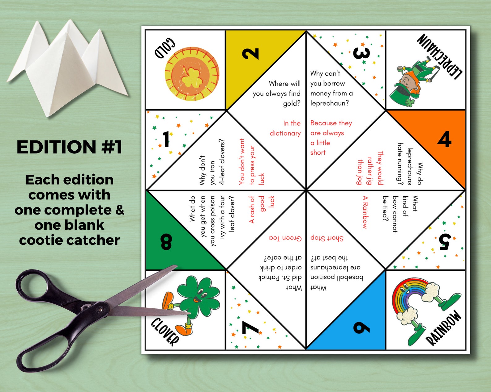 St. Patrick's Day Cootie Catcher Bundle, St. Patrick's Joke Tellers, St ...