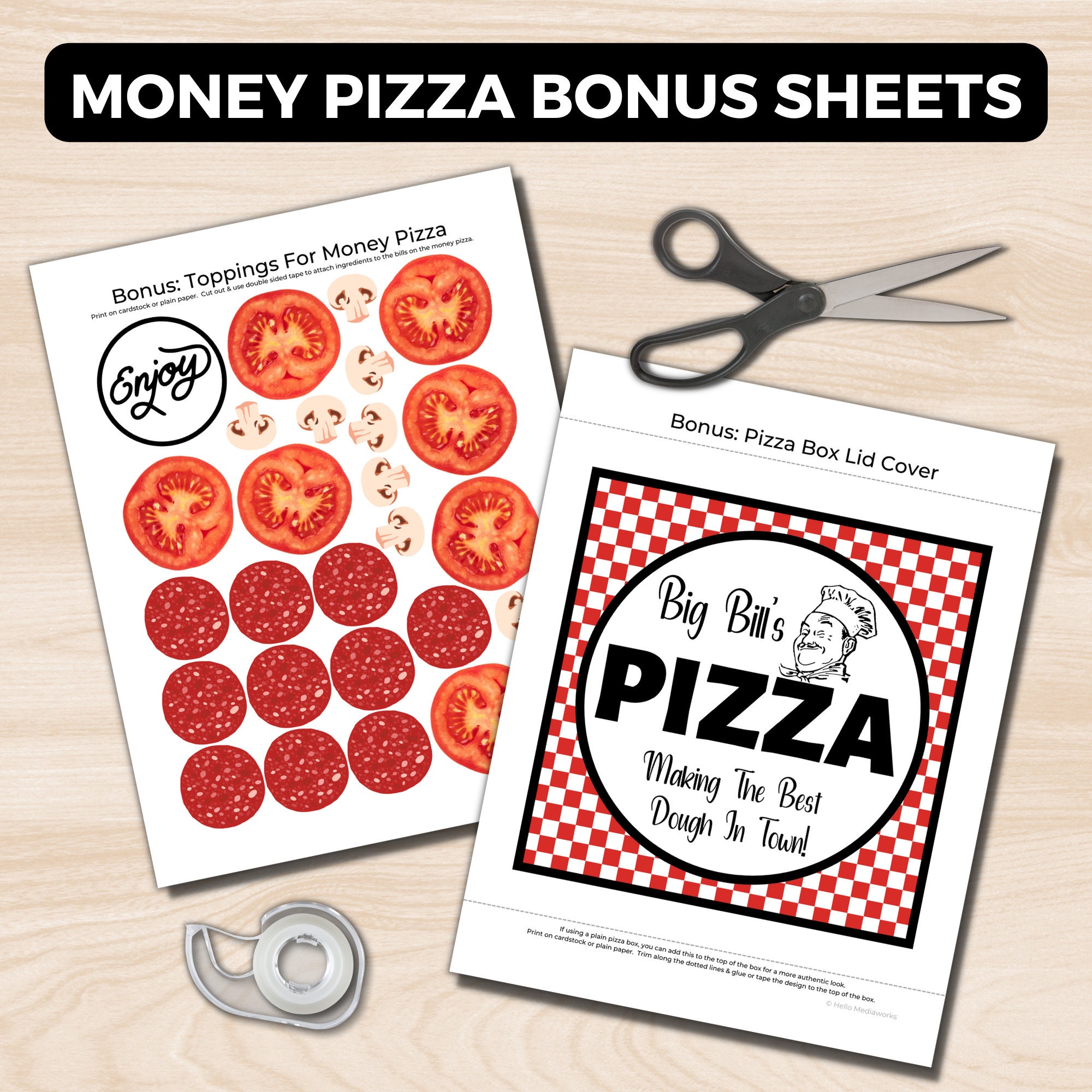 Christmas Money Gift, Printable Money Pizza Sign, Christmas Money Pizza ...