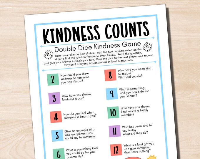 Kindness Counts Double Dice Kindness Game, World Kindness Day, Pink ...