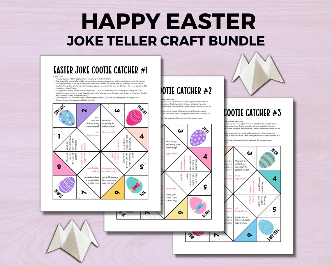 Easter Cootie Catcher Bundle, Easter Joke Tellers, Easter Fortune ...