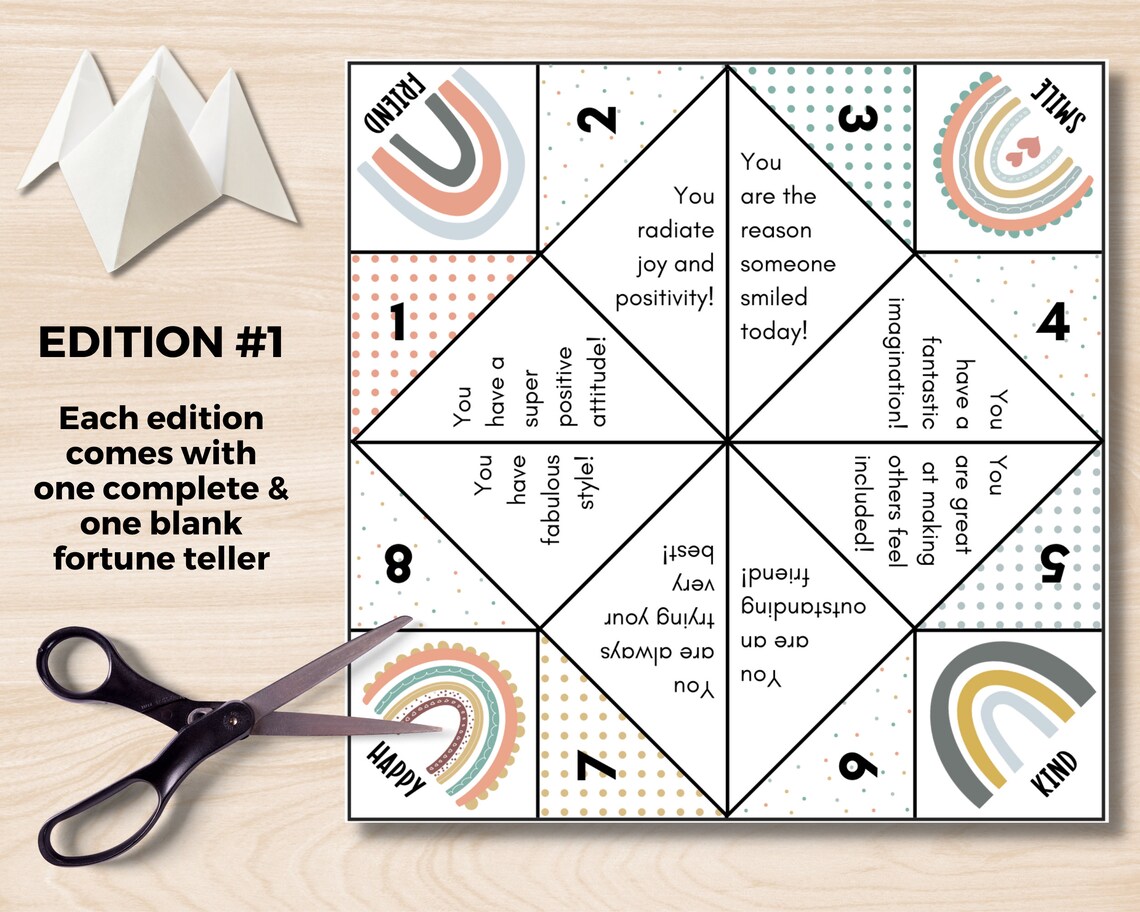 Kind Compliments Fortune Teller Bundle, Cootie Catchers, World Kindness ...