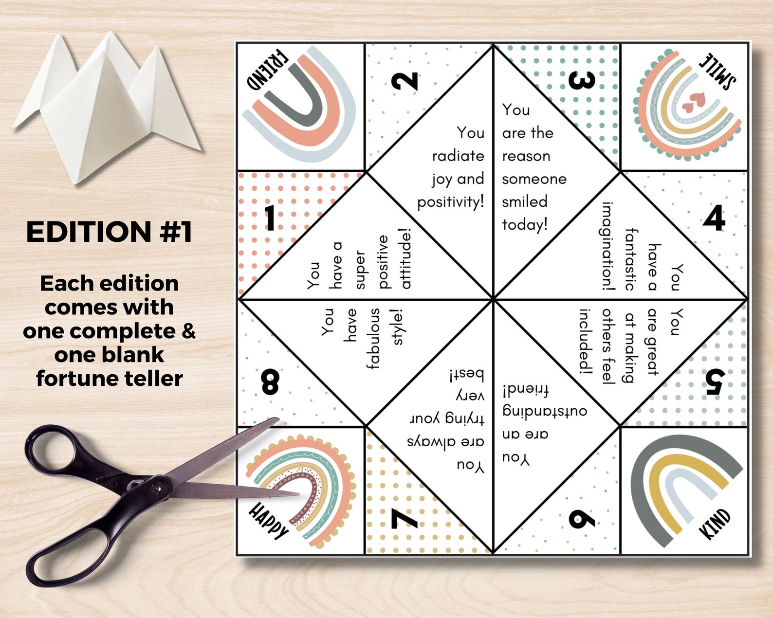 Kind Compliments Fortune Teller Bundle, Cootie Catchers, World Kindness ...