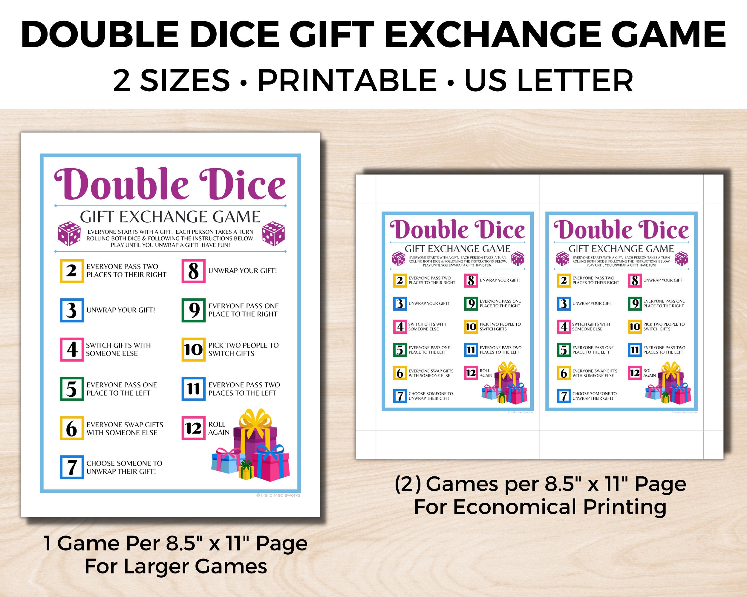 Double Dice Gift Exchange Dice Game, White Elephant Gift Exchange, Gift ...