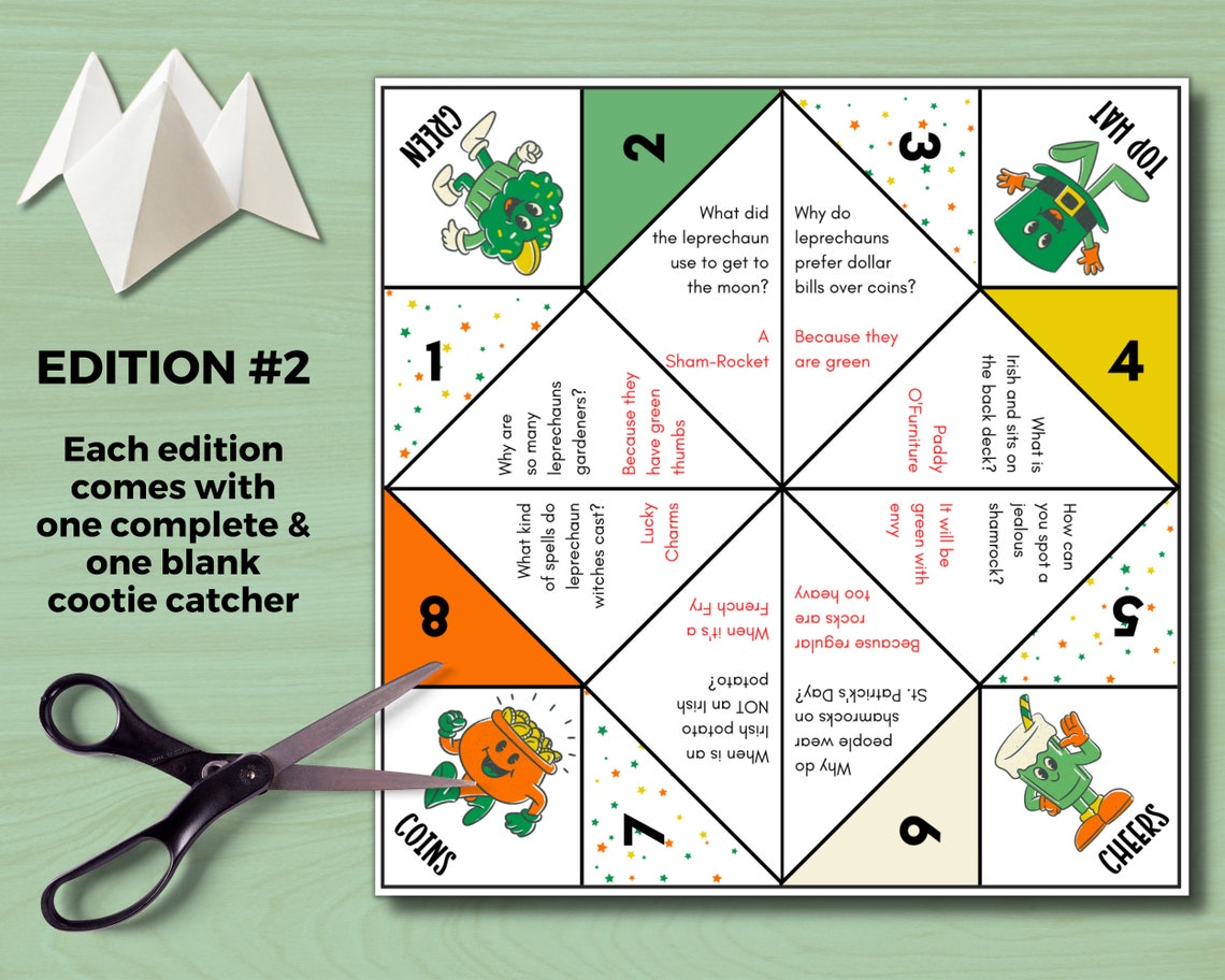 St. Patrick's Day Cootie Catcher Bundle, St. Patrick's Joke Tellers, St ...