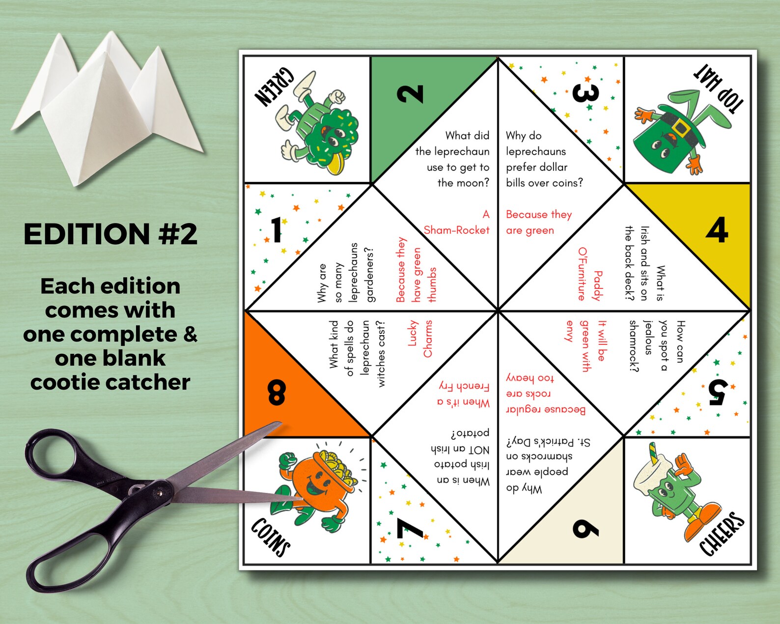 St. Patrick's Day Cootie Catcher Bundle, St. Patrick's Joke Tellers, St ...