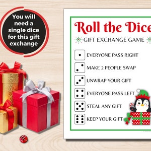 Roll the Dice Gift Exchange Game, Holiday Gift Exchange Dice Game ...