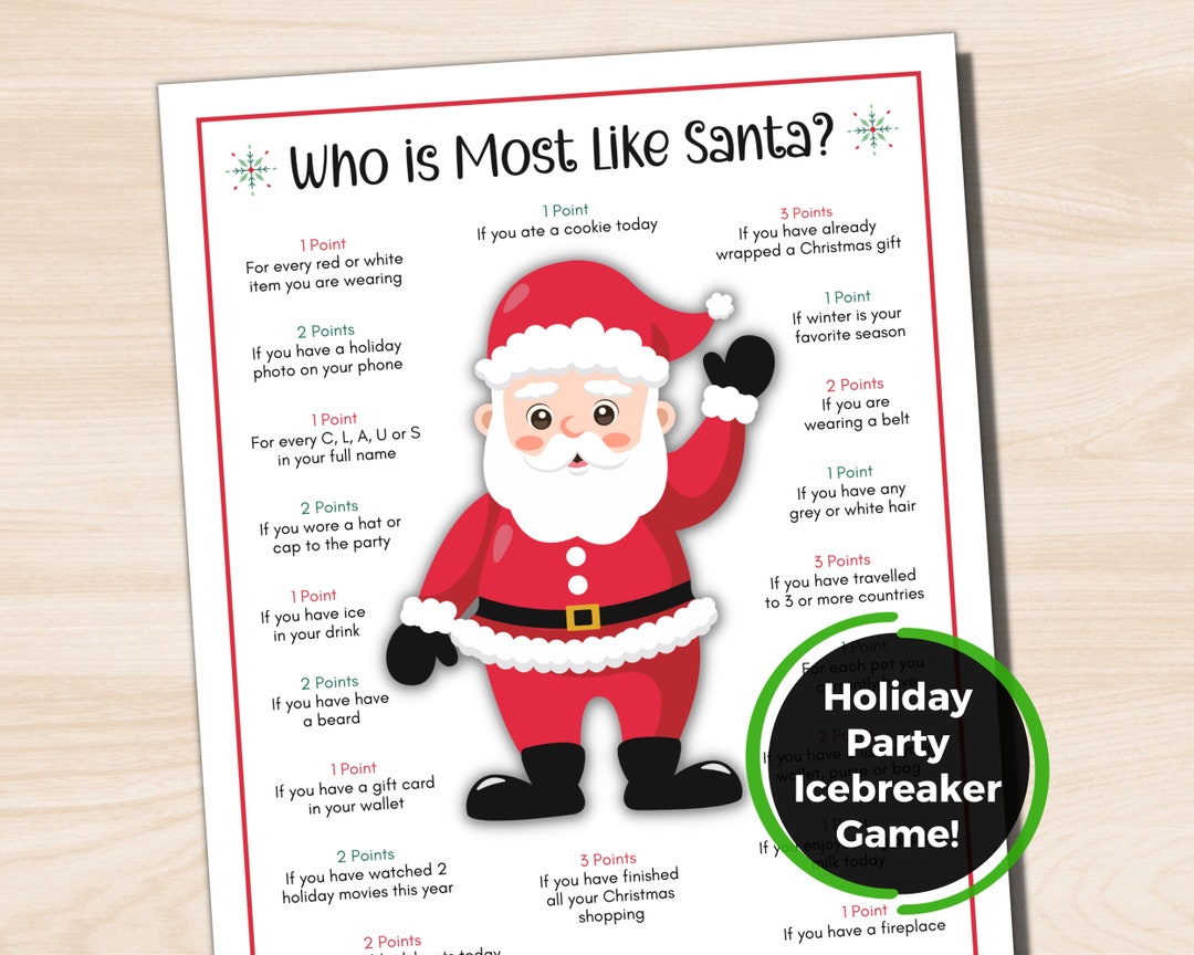 Who is Most Like Santa Game, Christmas Party Icebreaker Game, Fun ...