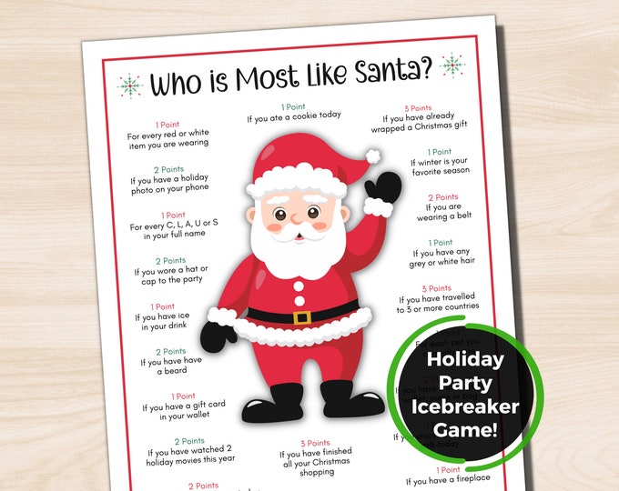 Who is Most Like Santa Game, Christmas Party Icebreaker Game, Fun ...