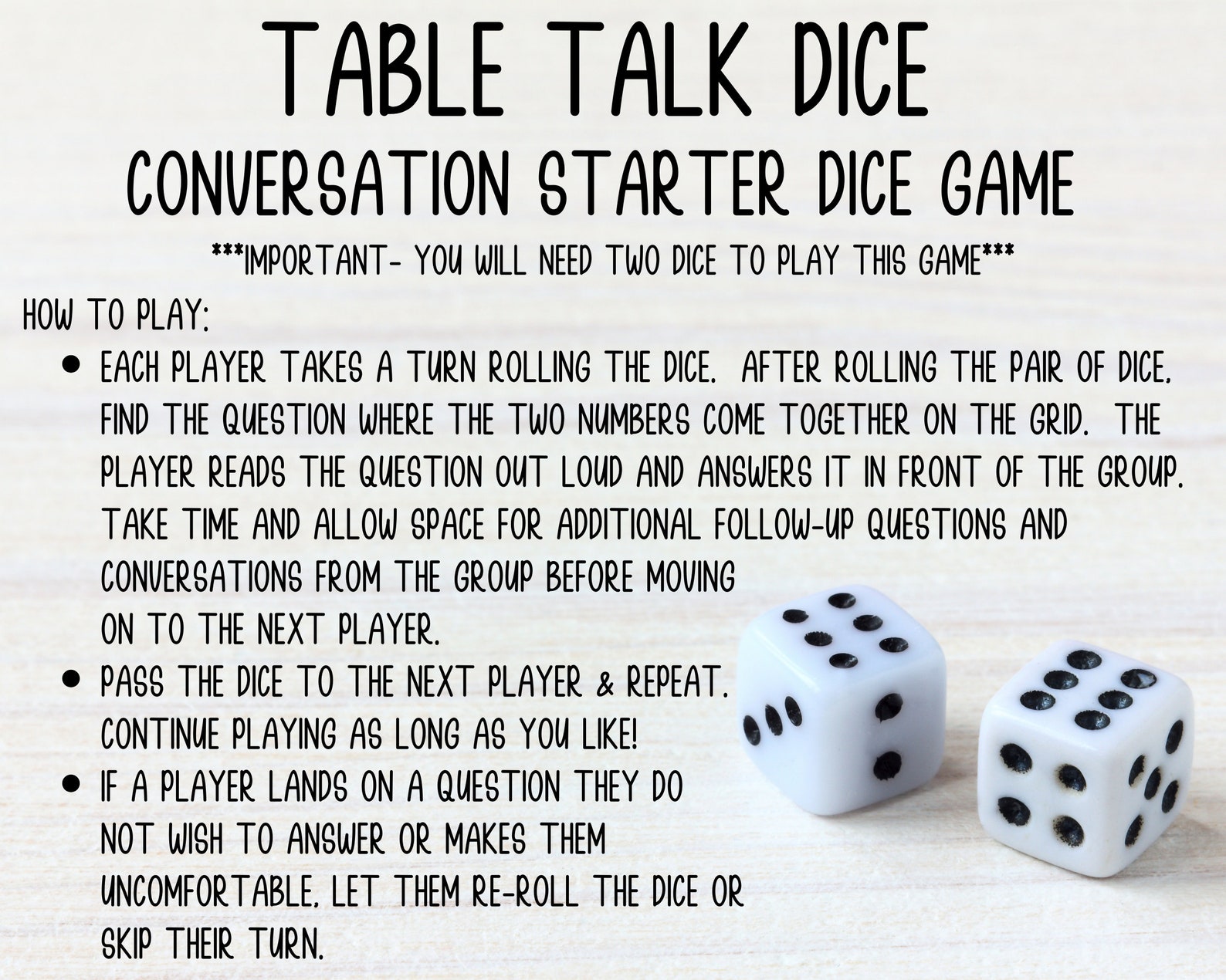 Christmas Table Talk Dice Game, Conversation Starter Game, Christmas ...