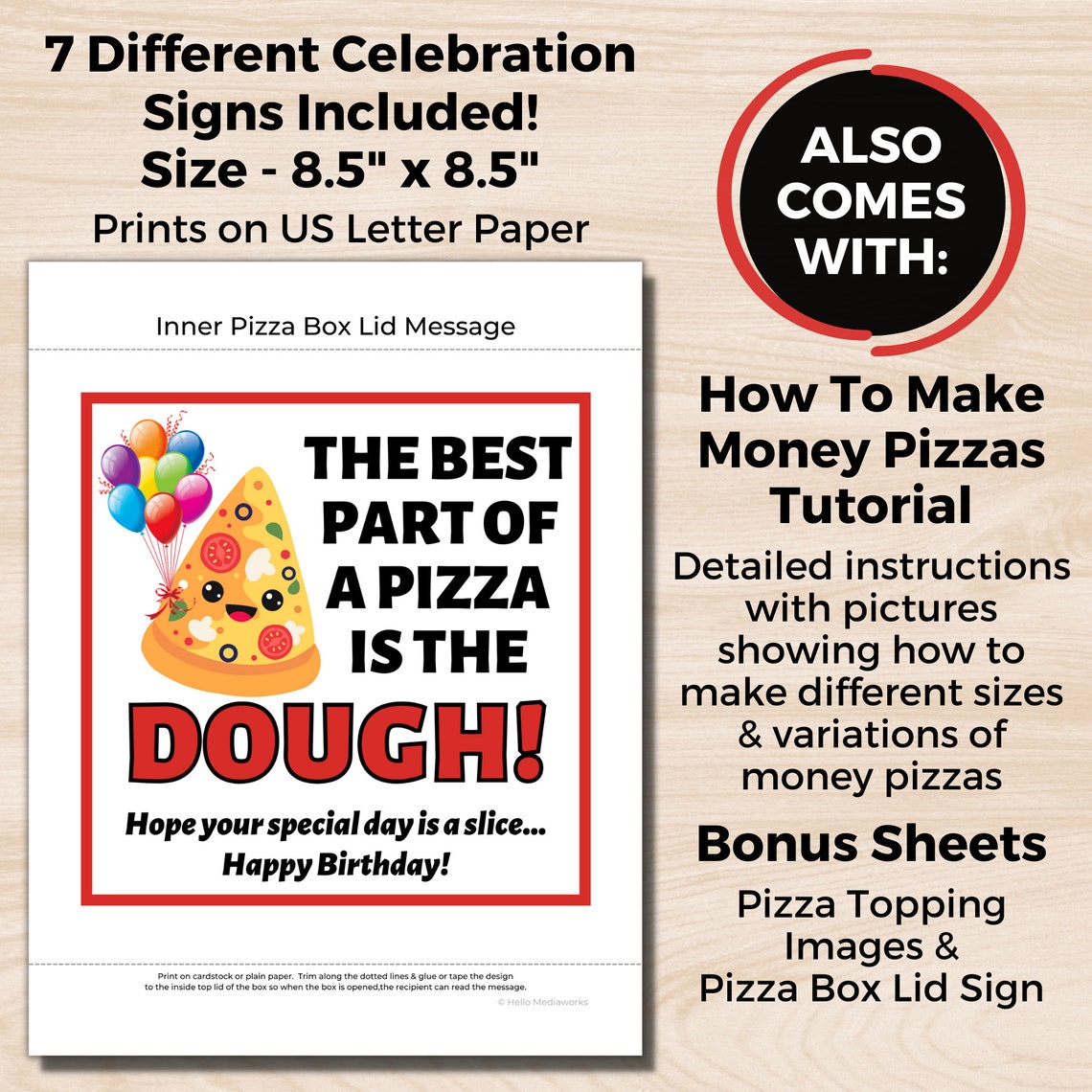 Printable Money Pizza Sign Bundle, Money Gift Ideas, Unique Money Gifts ...