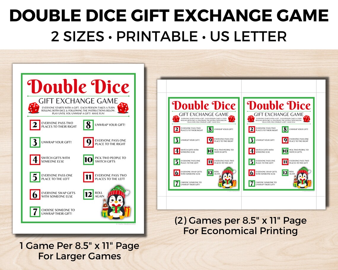 Christmas Double Dice Gift Exchange Roll the Dice Holiday - Etsy Canada