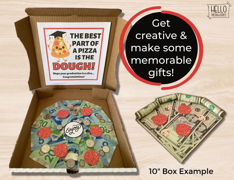 Graduation Money Gift Printable Money Pizza Sign Money Gift - Etsy