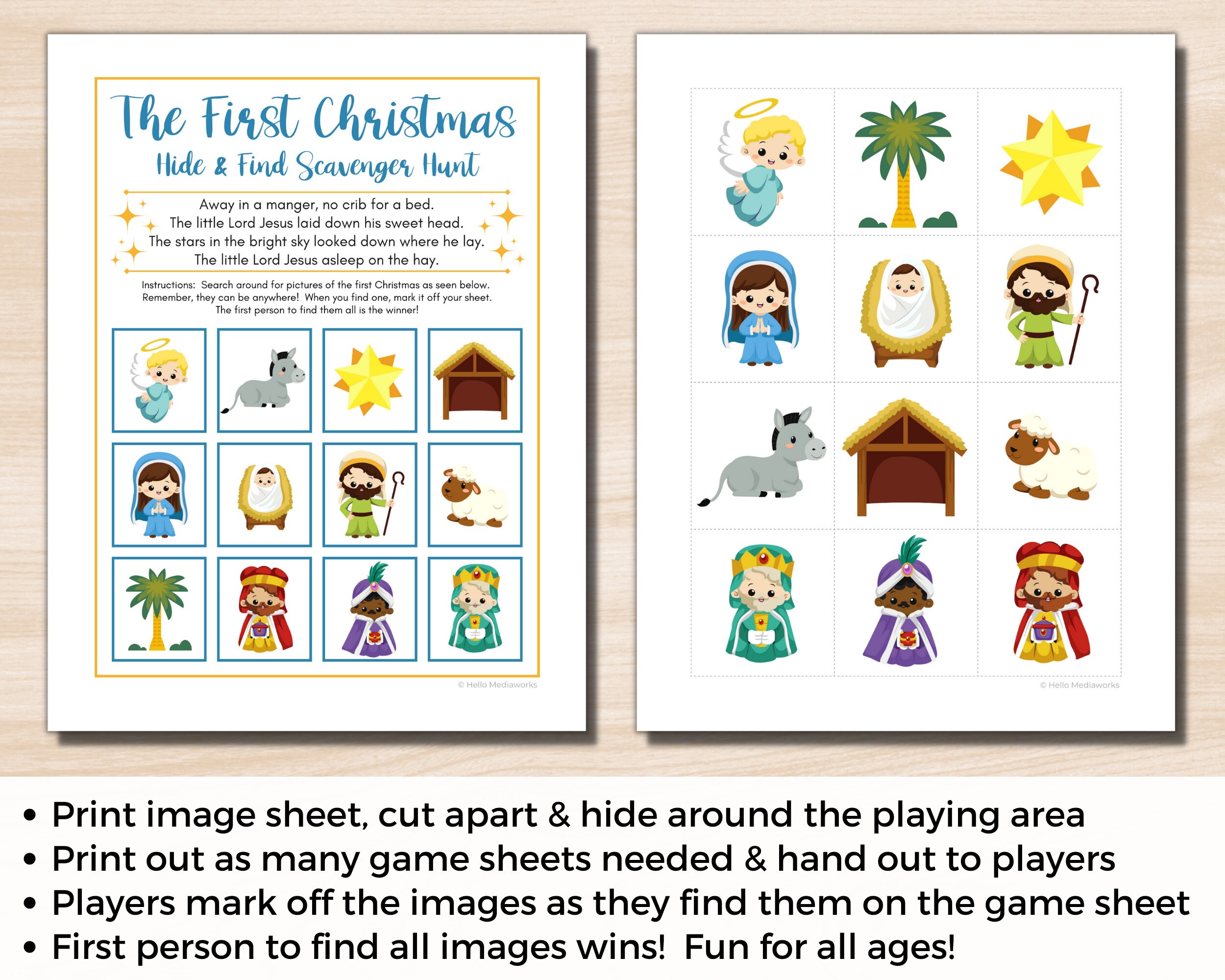 Christmas Nativity Scavenger Hunt Game, the First Christmas Hide and ...
