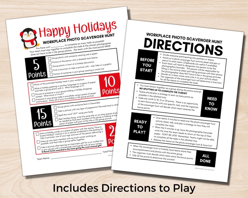 Holiday Workplace Photo Scavenger Hunt, Holiday Team Building Activity ...
