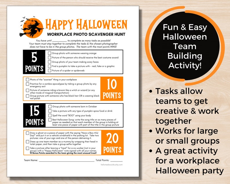 Halloween Workplace Photo Scavenger Hunt, Halloween Team Building ...