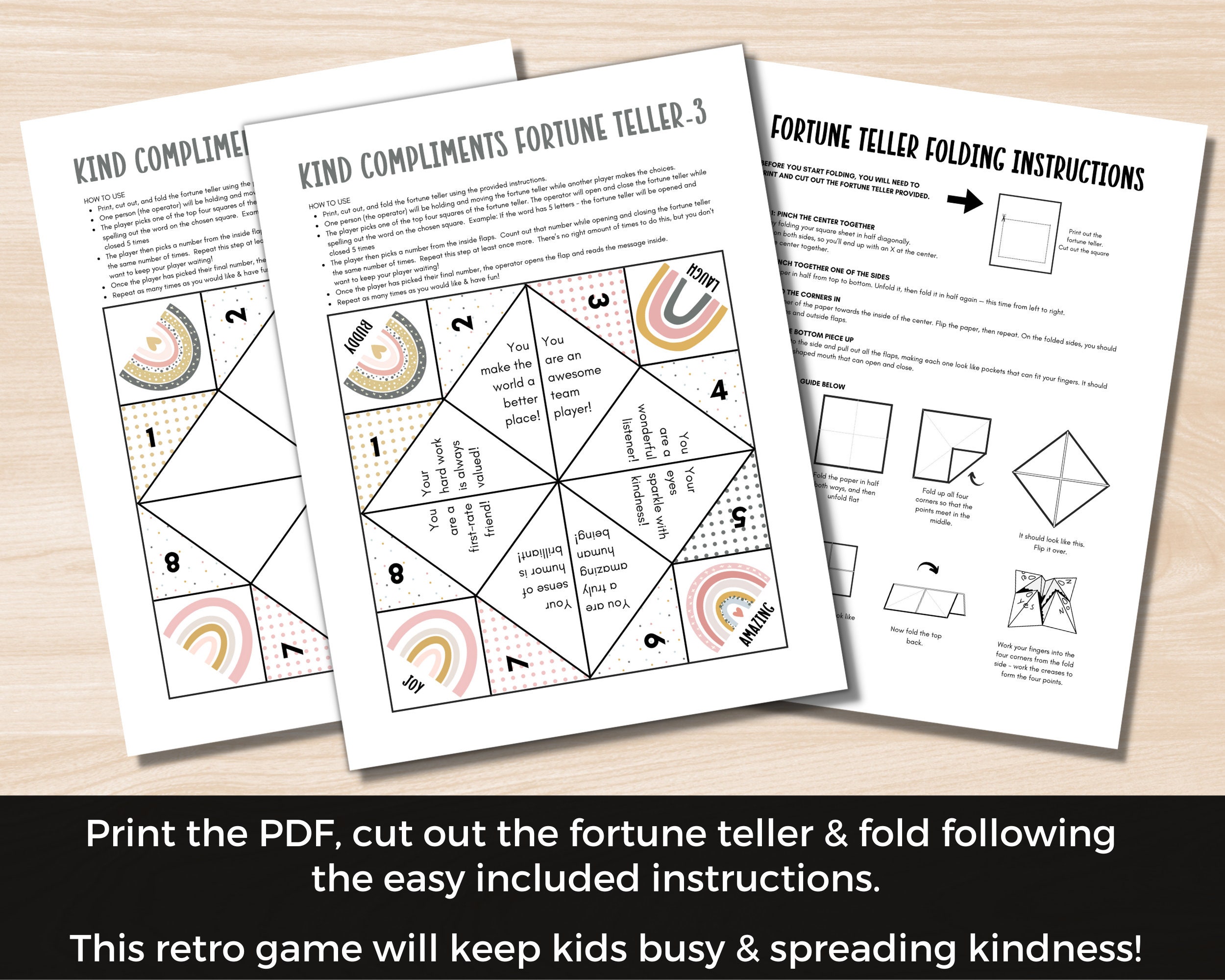 Kind Compliments Fortune Teller Bundle, Cootie Catchers, World Kindness ...