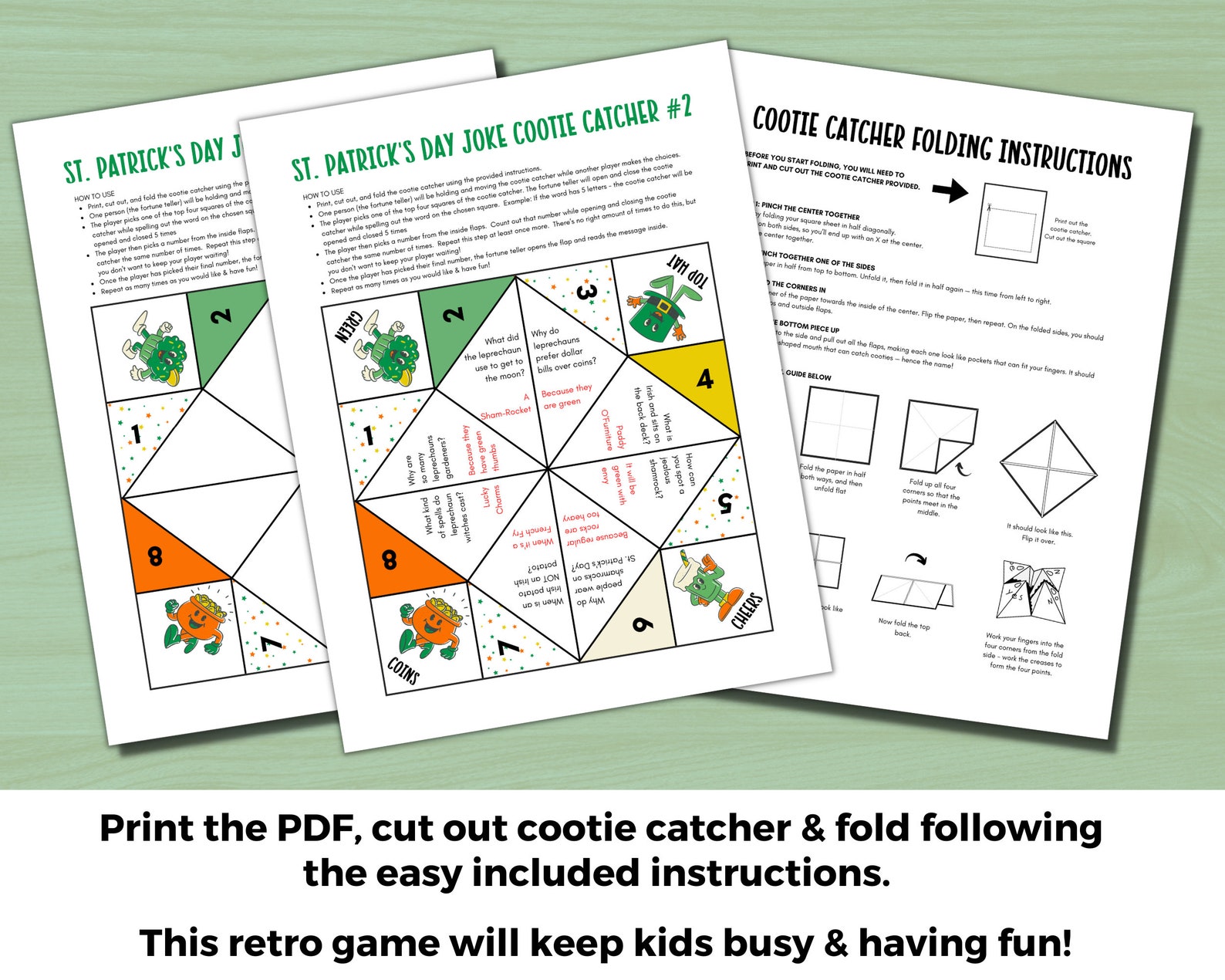 St. Patrick's Day Cootie Catcher Bundle, St. Patrick's Joke Tellers, St ...
