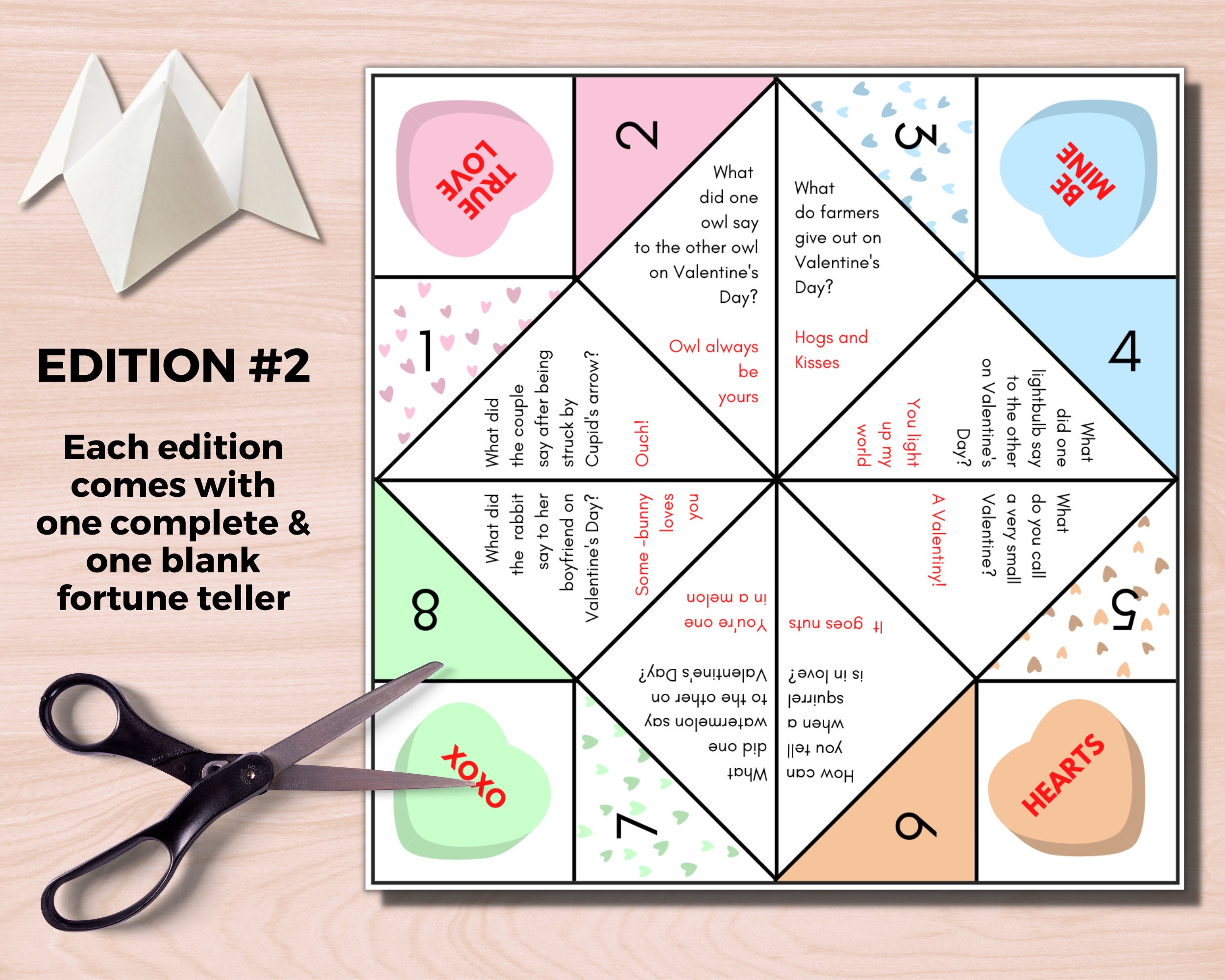 Valentines Day Cootie Catcher Bundle, Valentines Day Joke Tellers ...