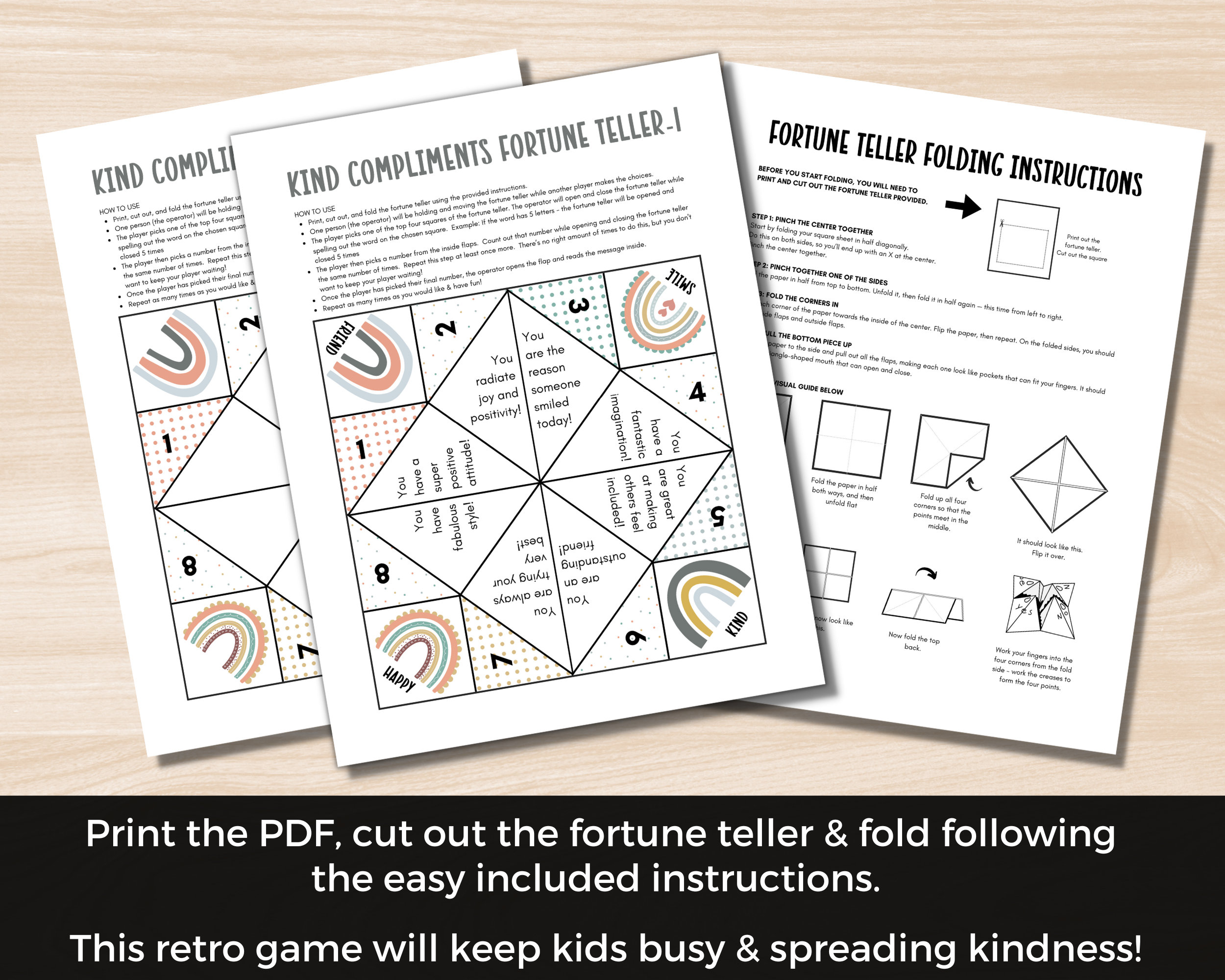 Kind Compliments Fortune Teller Bundle, Cootie Catchers, World Kindness ...