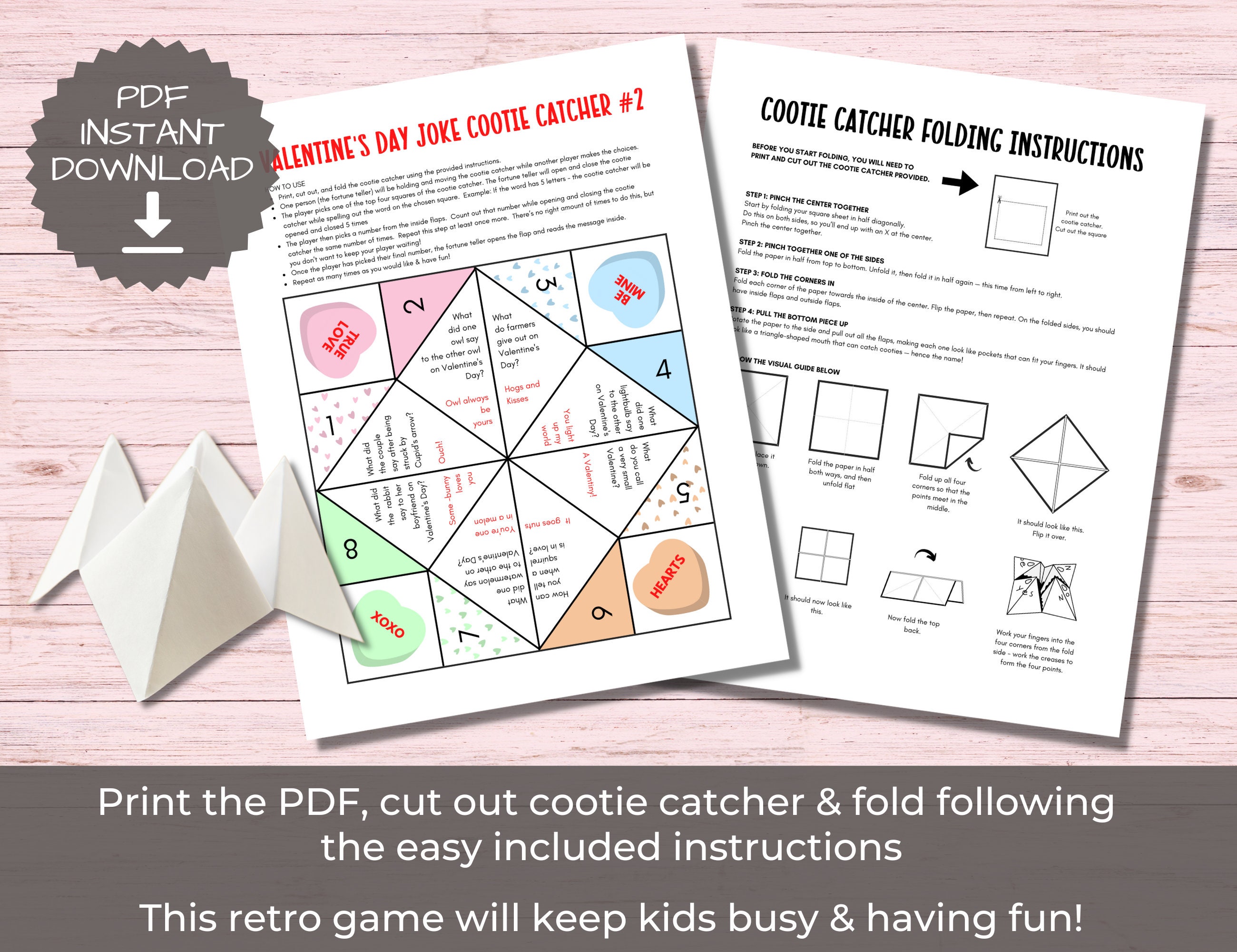 Valentines Day Cootie Catcher Bundle Valentines Joke Teller - Etsy