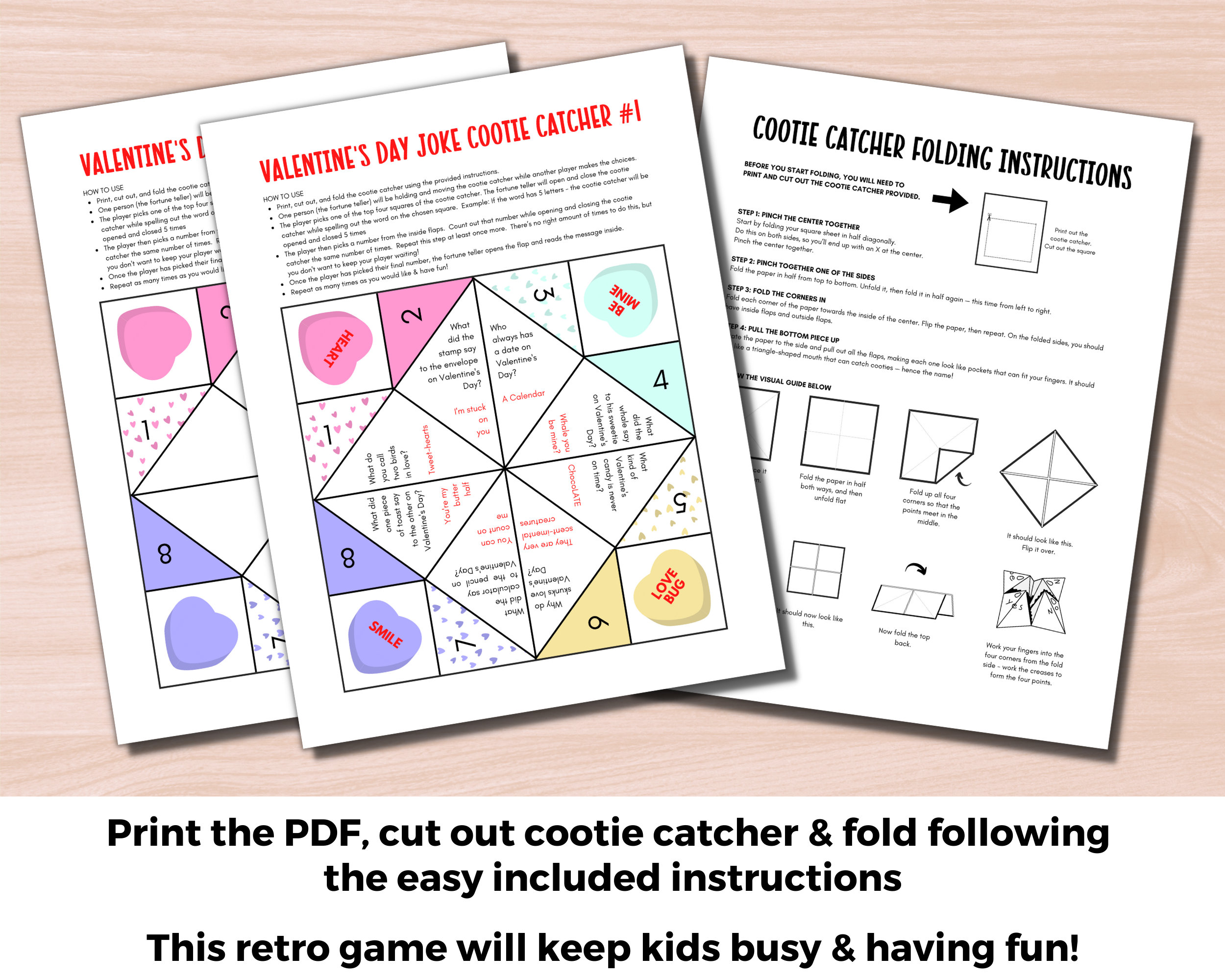 Valentines Day Cootie Catcher Bundle, Valentines Day Joke Tellers ...