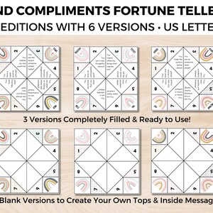 Kind Compliments Fortune Teller Bundle, Cootie Catchers, World Kindness ...