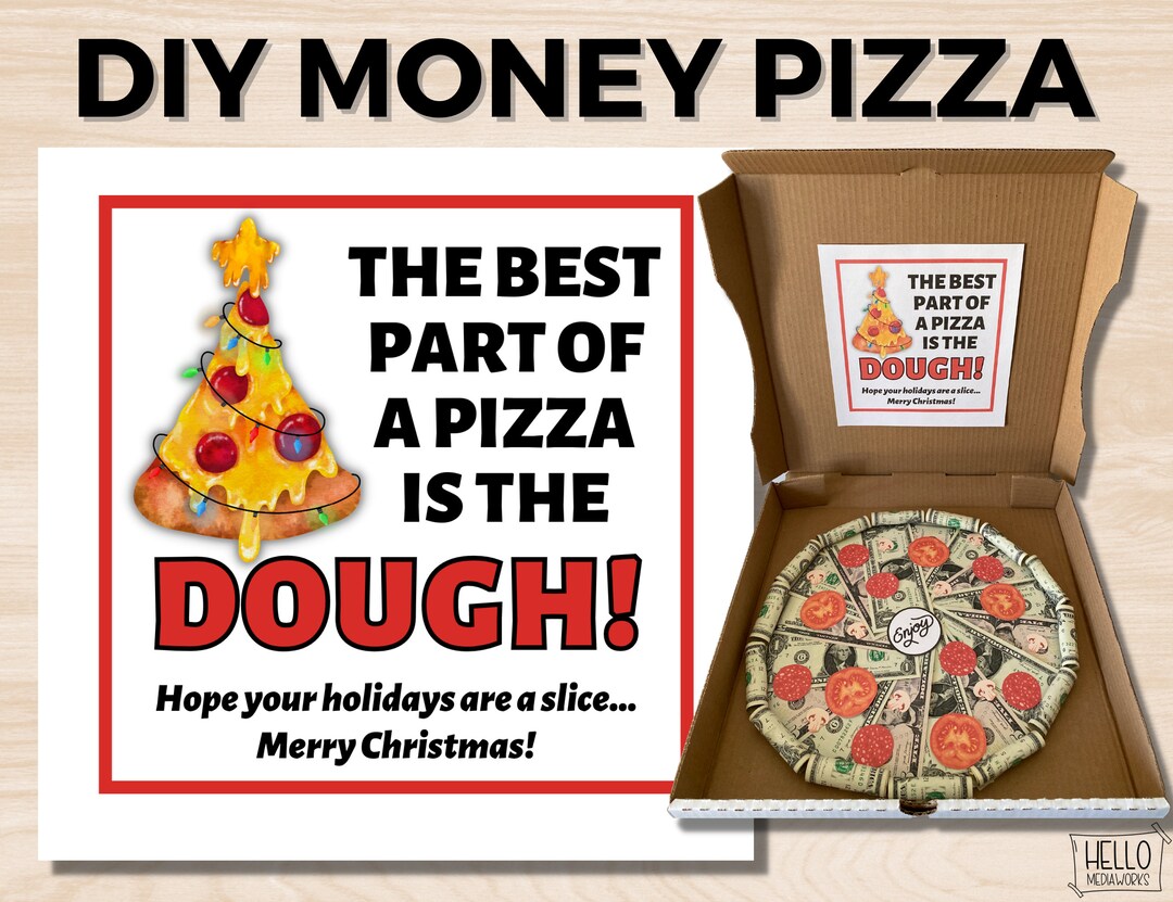 Christmas Money Gift Printable Money Pizza Sign Money Pizza - Etsy