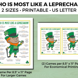 Who is Most Like a Leprechaun Game, St. Patrick's Day Party Game ...