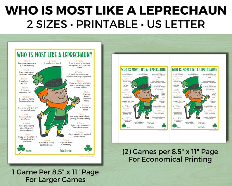 Who is Most Like a Leprechaun Game, St. Patrick's Day Party Game ...