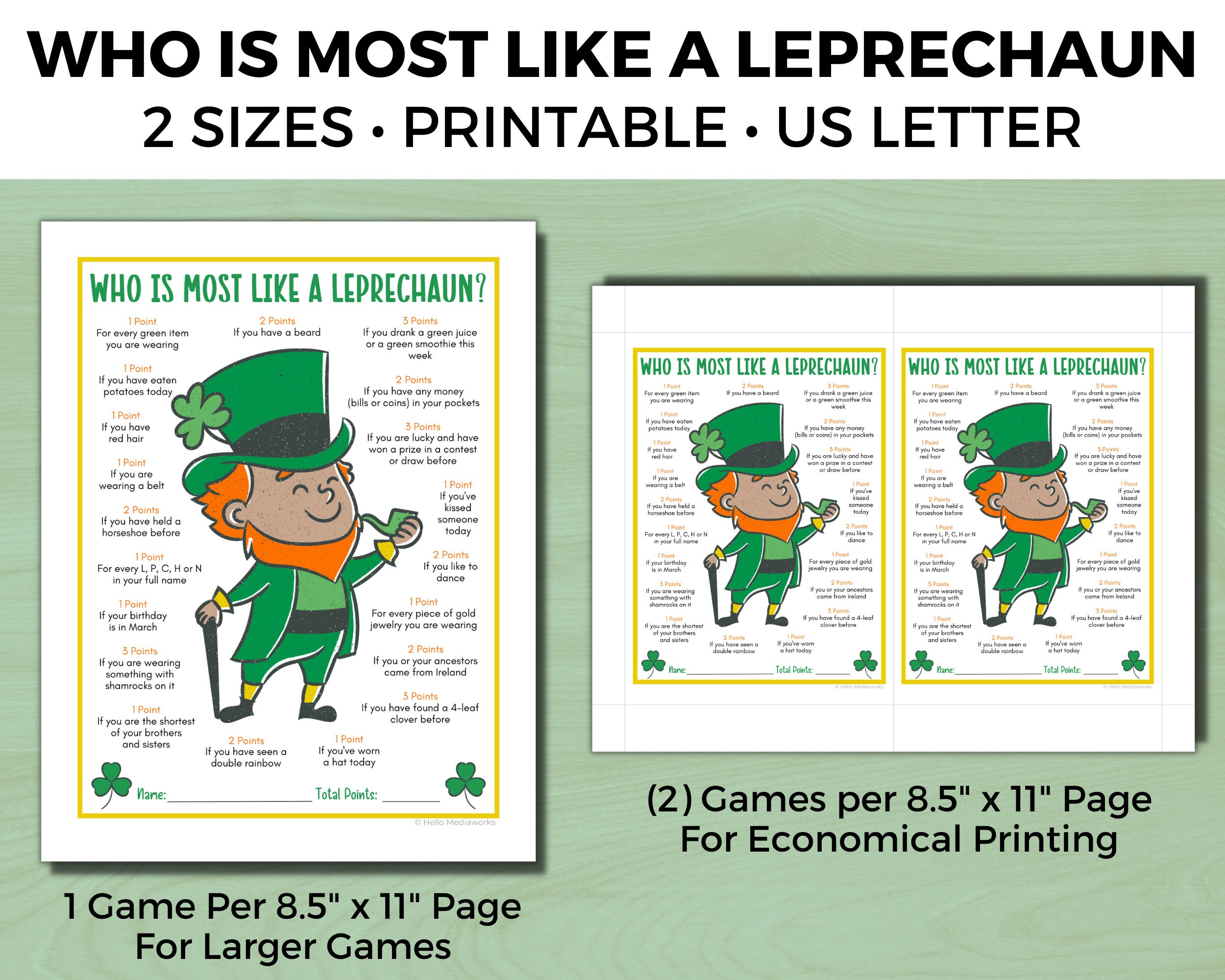 Who is Most Like a Leprechaun Game, St. Patrick's Day Party Game ...
