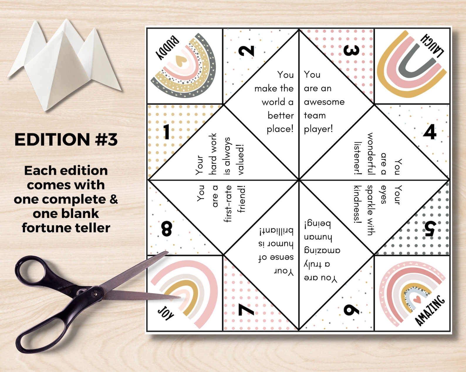 Kind Compliments Fortune Teller Bundle, Cootie Catchers, World Kindness ...