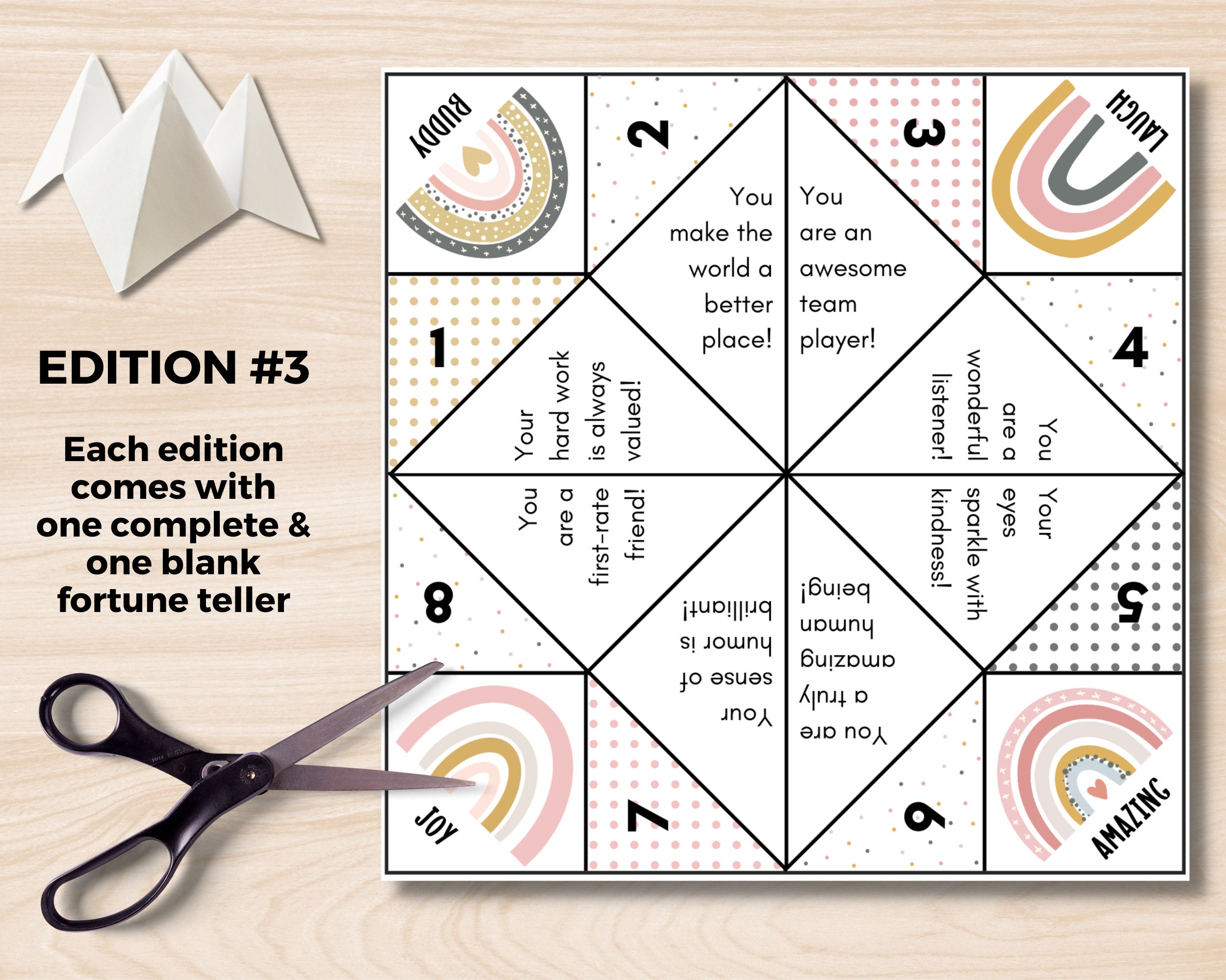 Kind Compliments Fortune Teller Bundle, Cootie Catchers, World Kindness ...