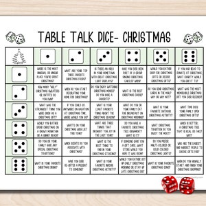 Christmas Table Talk Dice Game, Conversation Starter Game, Christmas ...