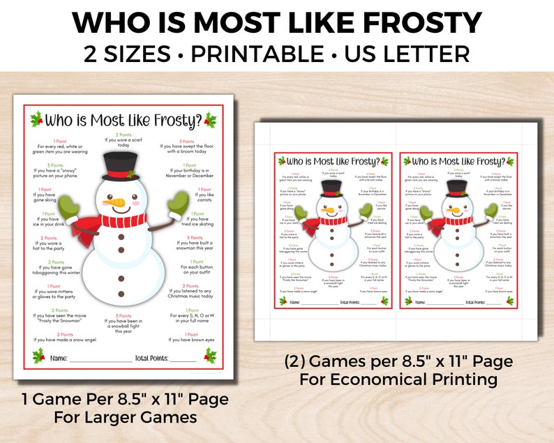Who is Most Like a Snowman Game, Christmas Party Icebreaker Game ...