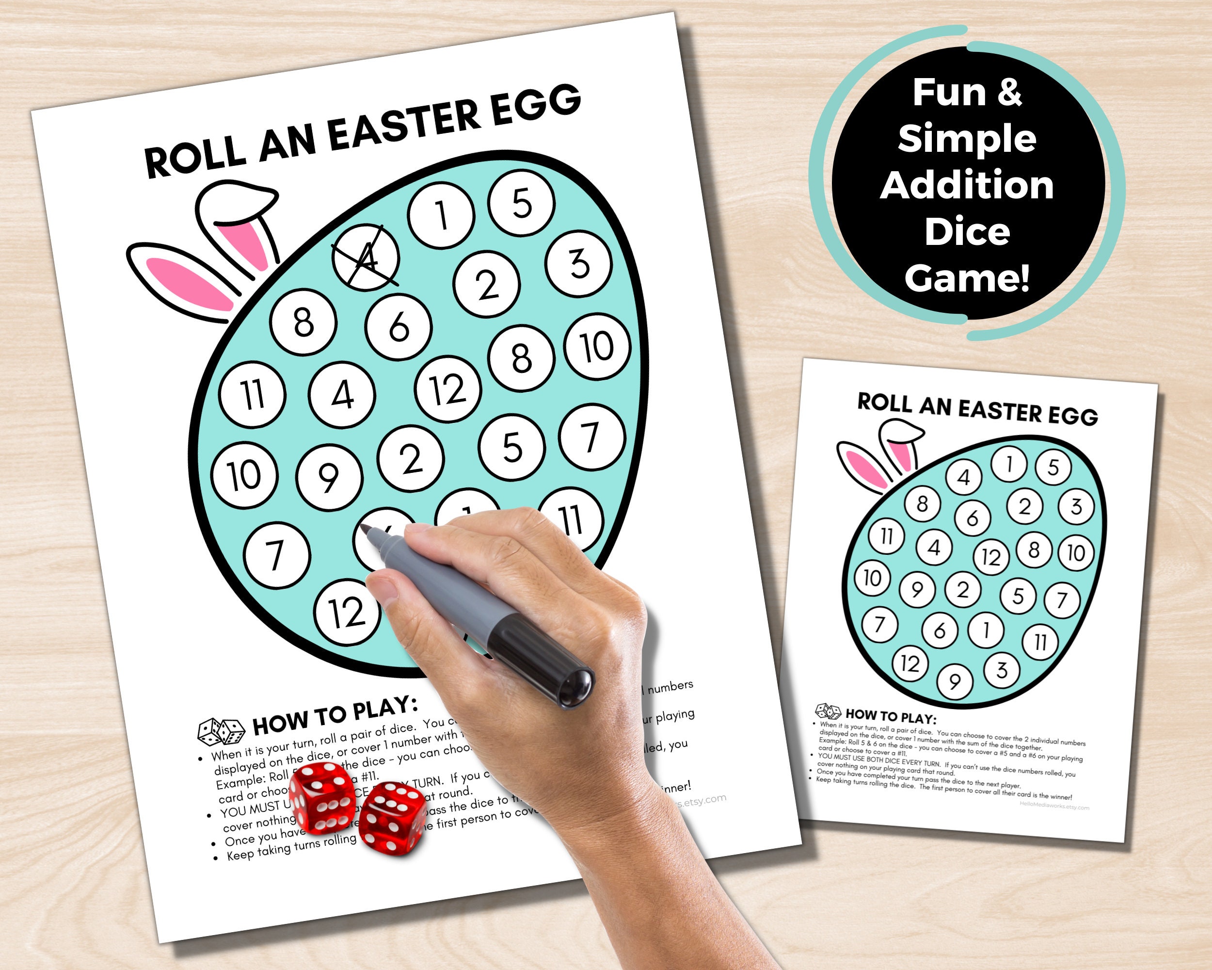 Roll an Easter Egg Dice Game, Easter Roll and Cover Dice Game, Easy ...