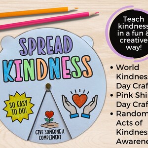 Spread Kindness Spinner Wheel Coloring Craft, Kindness Craft, World ...