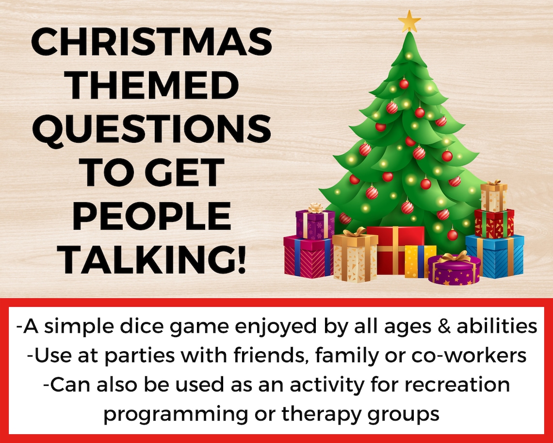 Christmas Table Talk Dice Game, Conversation Starter Game, Christmas ...