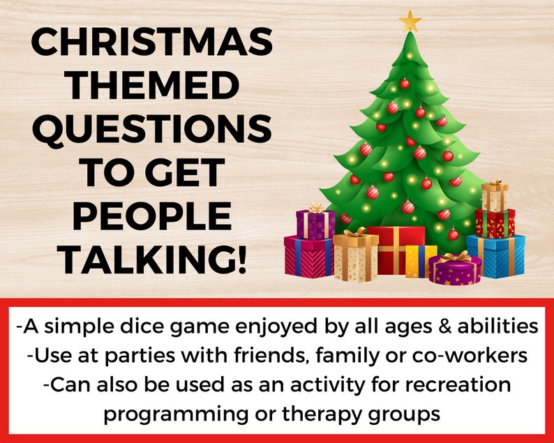 Christmas Table Talk Dice Game, Conversation Starter Game, Christmas ...