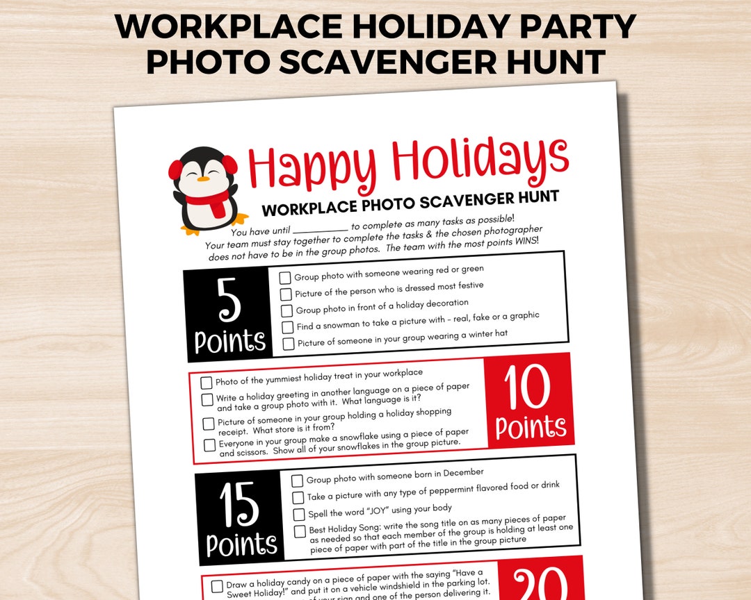 Holiday Workplace Photo Scavenger Hunt, Holiday Team Building Activity ...