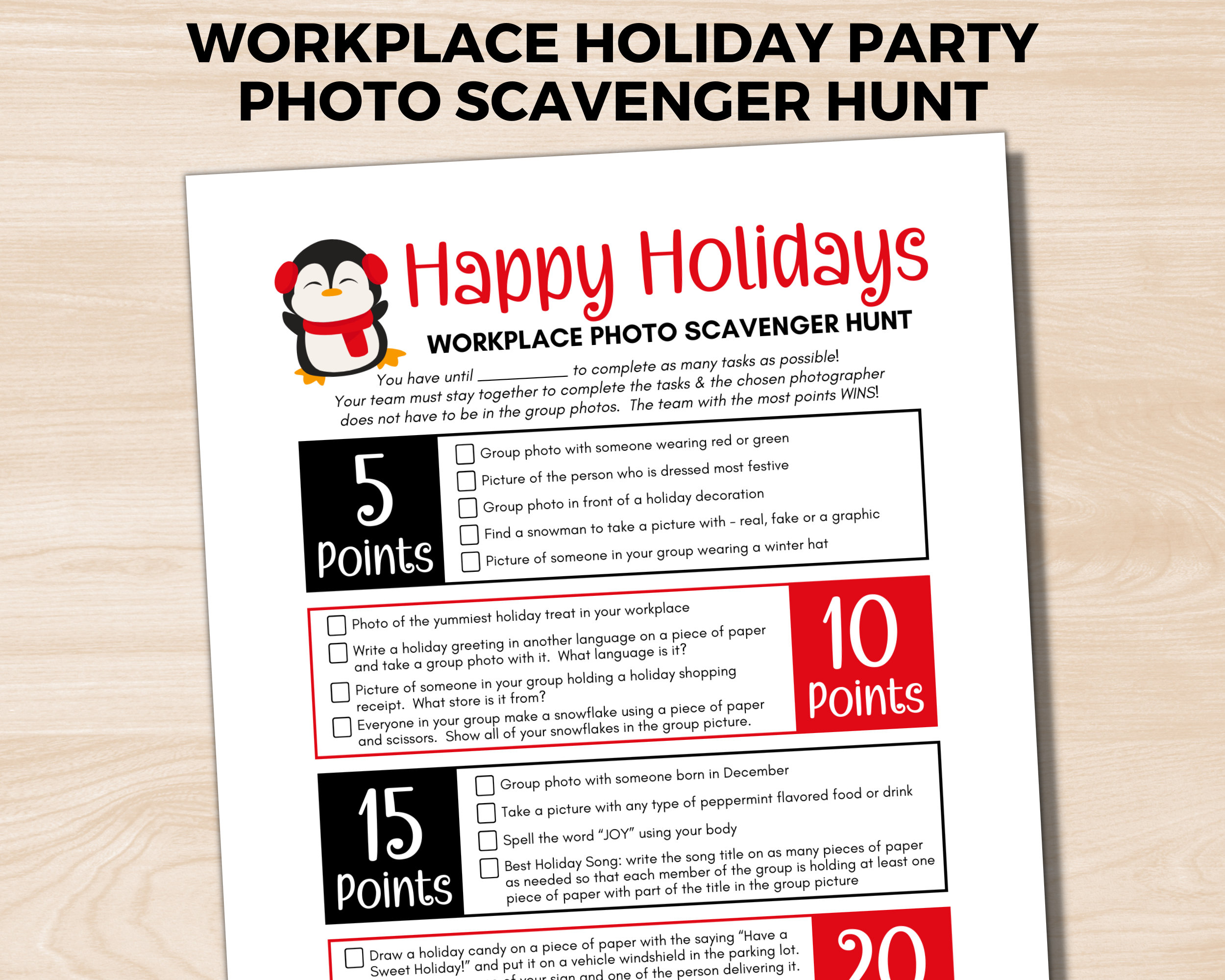 Holiday Workplace Photo Scavenger Hunt, Holiday Team Building Activity, Christmas Work Party ...