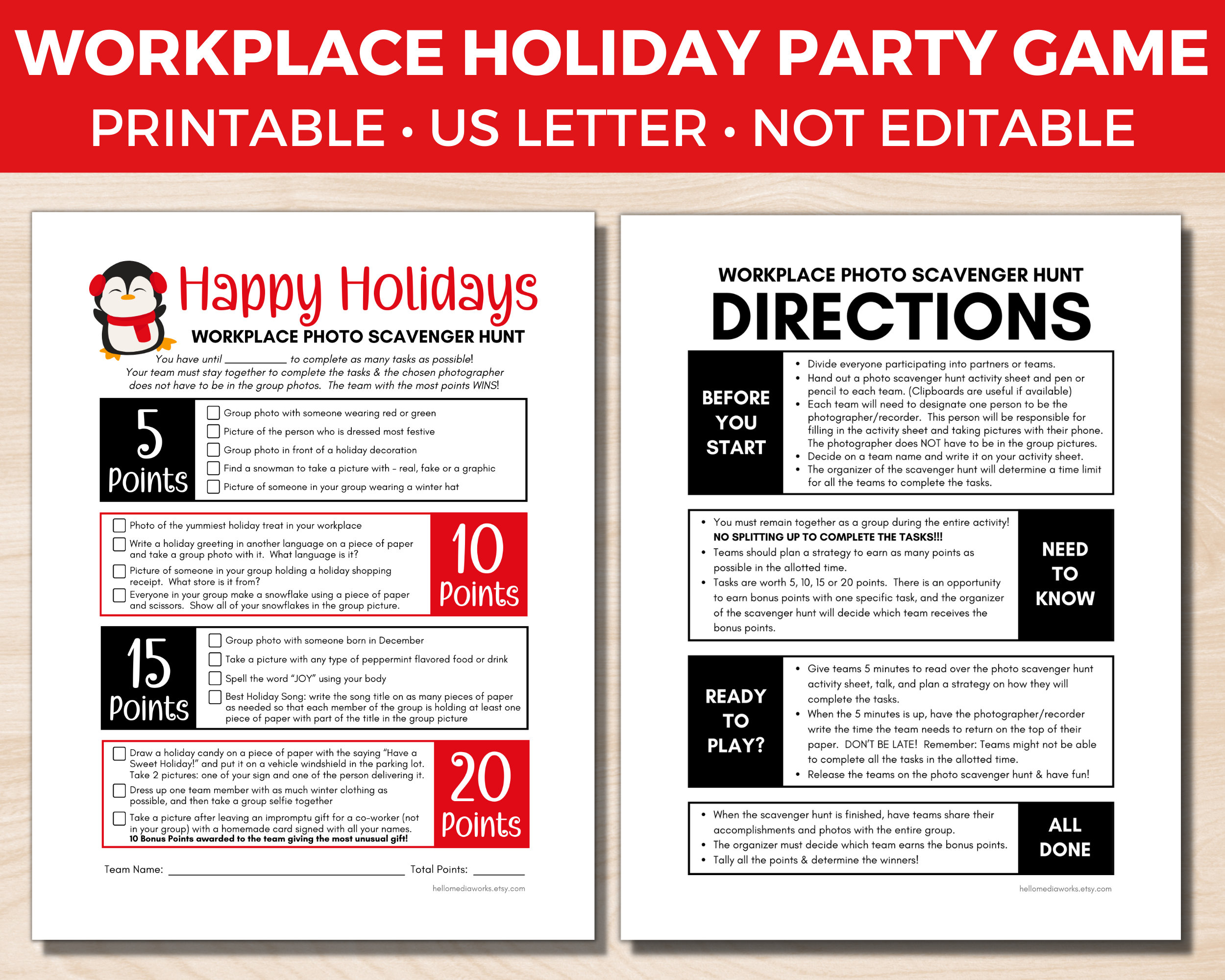 Holiday Workplace Photo Scavenger Hunt, Holiday Team Building Activity ...