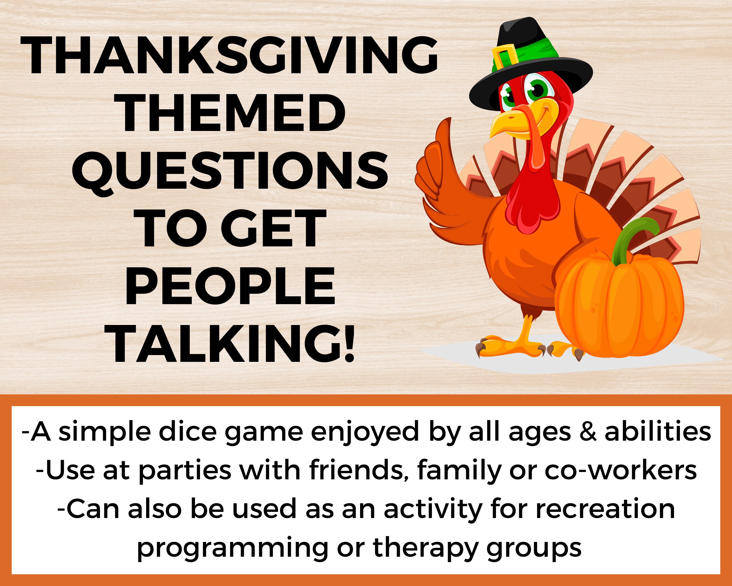 Thanksgiving Table Talk Dice Game, Conversation Starter Game ...