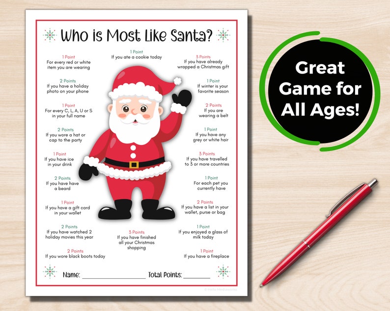 Who is Most Like Santa Game, Christmas Party Icebreaker Game, Fun ...